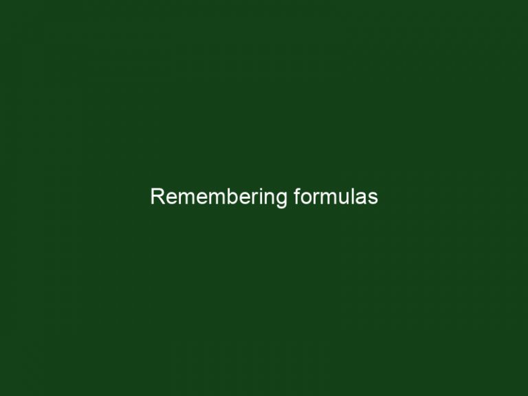 Remembering formulas - Key To Study