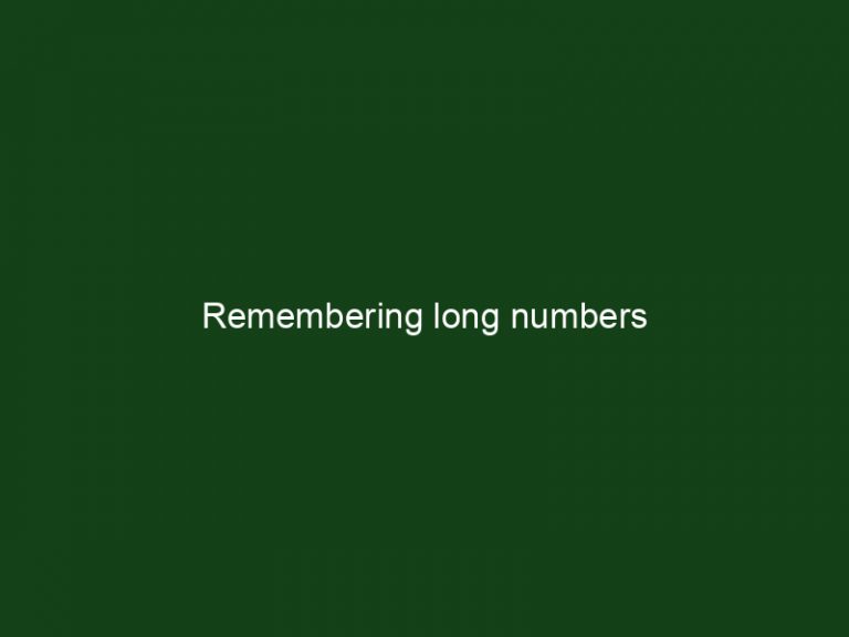 Remembering long numbers - Key To Study